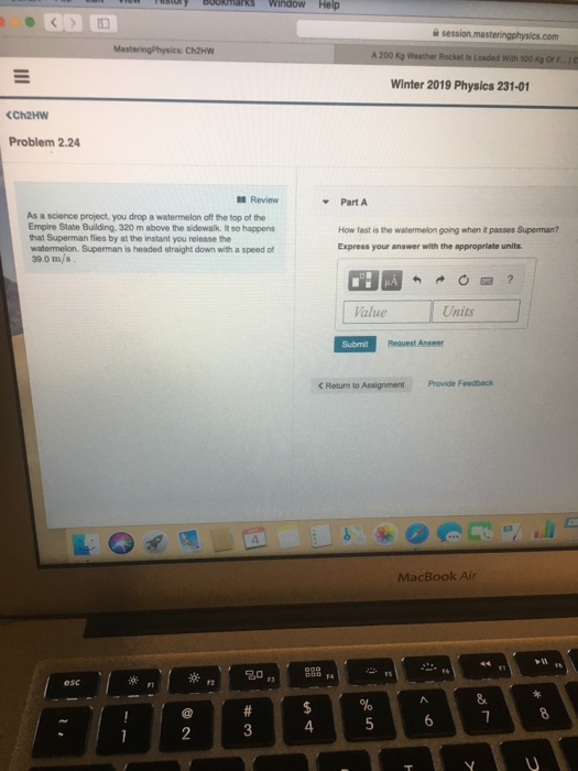 Solved arks Window Help session.mas Ch2HW A 200 Kg Weather | Chegg.com