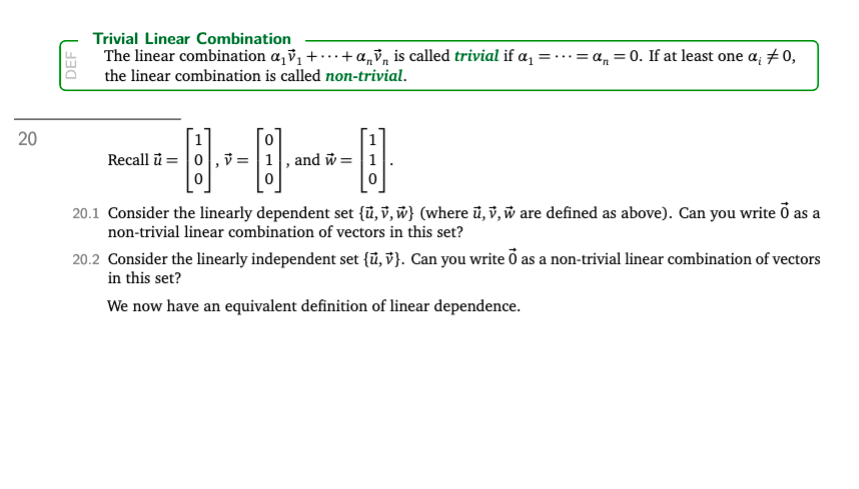Solved Trivial Linear Combination The linear combination | Chegg.com