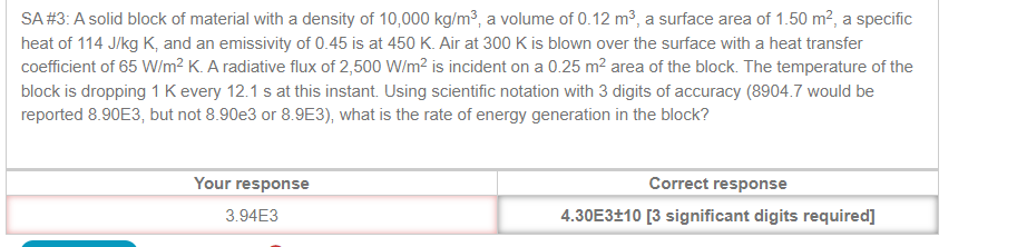 Solved SA #3: A solid block of material with a density of | Chegg.com