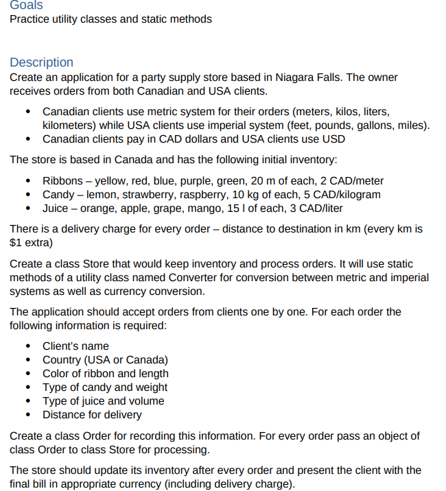 Goals Practice utility classes and static methods | Chegg.com