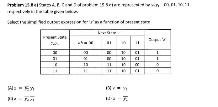 Solved Problem 15.8 e) States A, B, C and D of problem 15.8 | Chegg.com