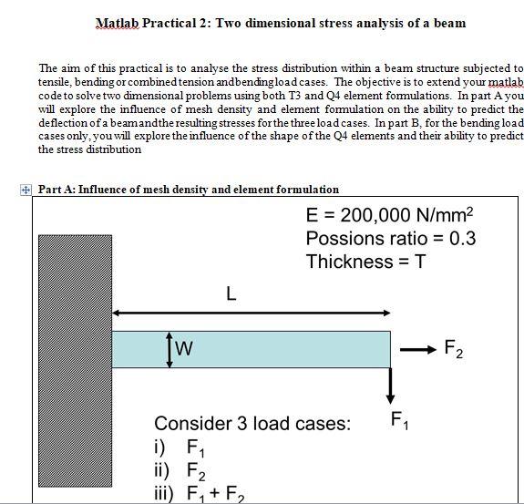 Matlab Practical 2 Two Dimensional Stress Analysis Chegg
