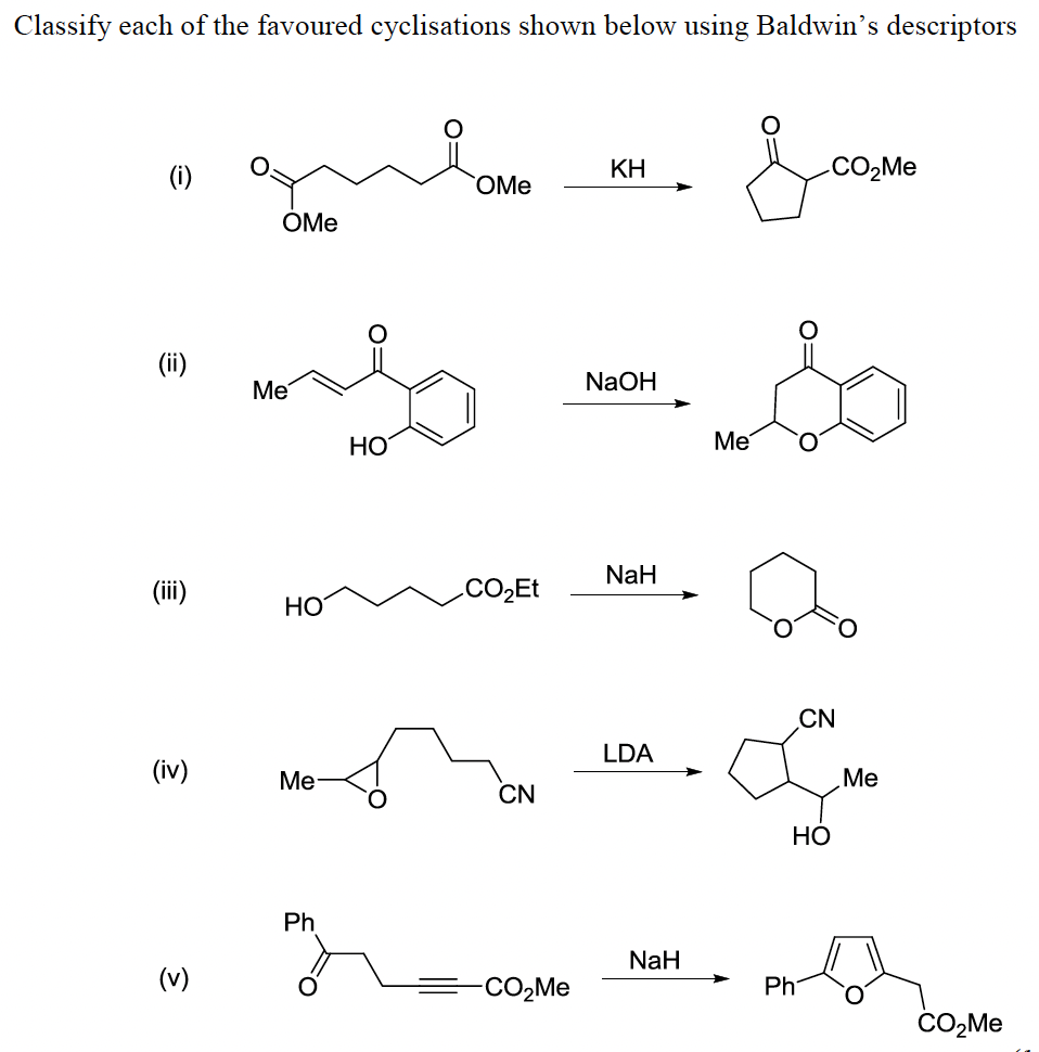 Solved Classify each of the favoured cyclisations shown | Chegg.com