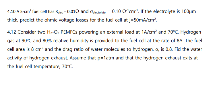 Solved Fuel Cell fundamentals 3rd edition Wiley 1.6 | Chegg.com