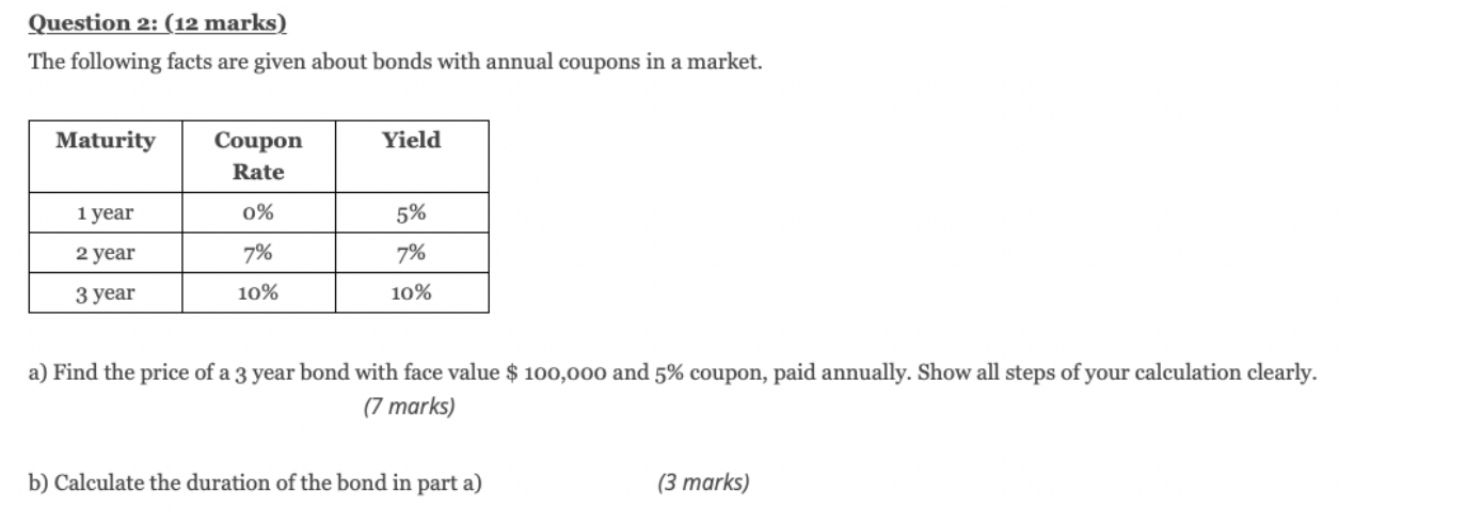 Solved Question 2: (12 marks) The following facts are given | Chegg.com