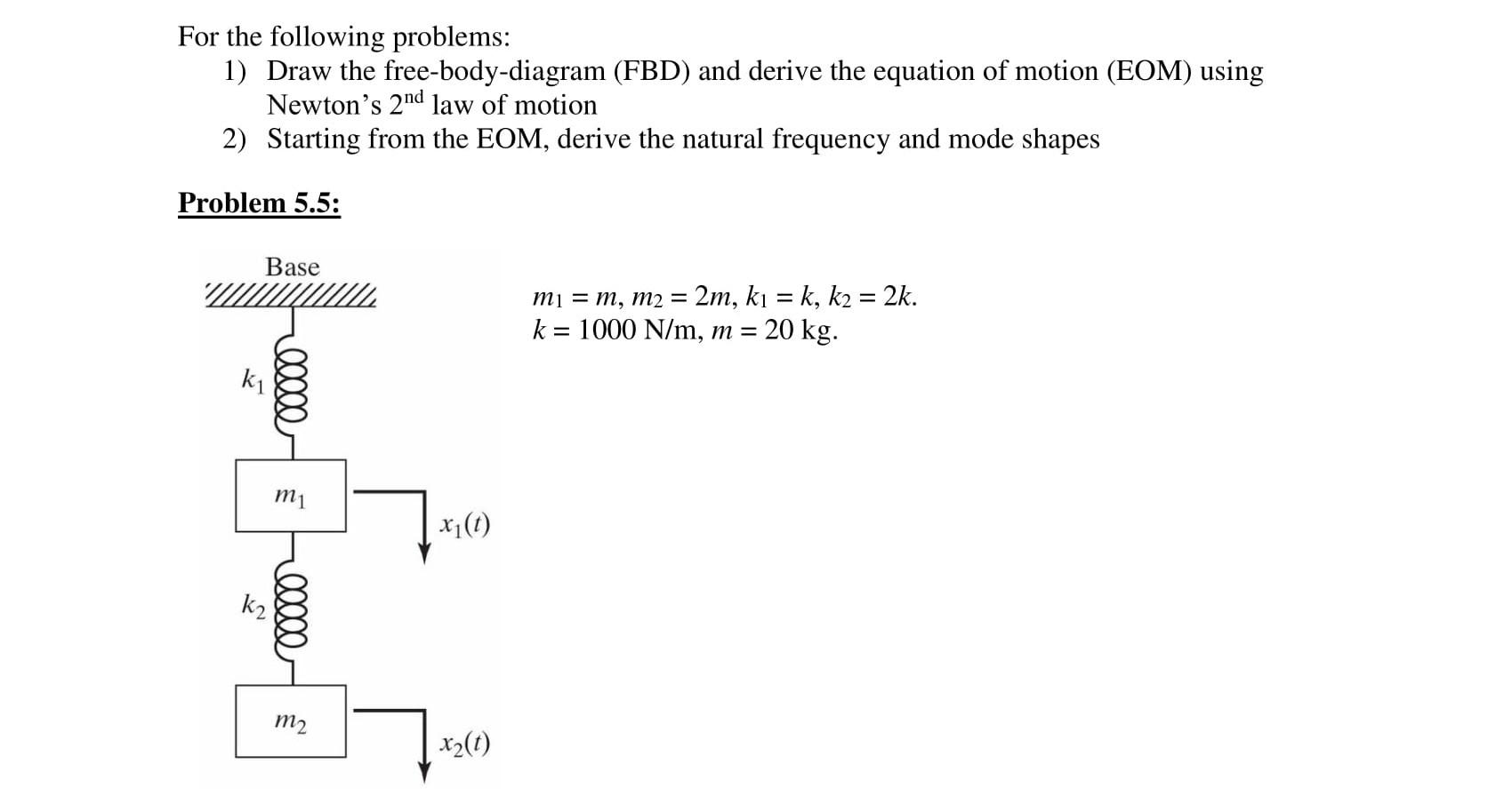 Solved 1) Draw the free-body-diagram (FBD) and derive the | Chegg.com Solved 1) Draw the free-body-diagram (FBD) and derive the | Chegg.com