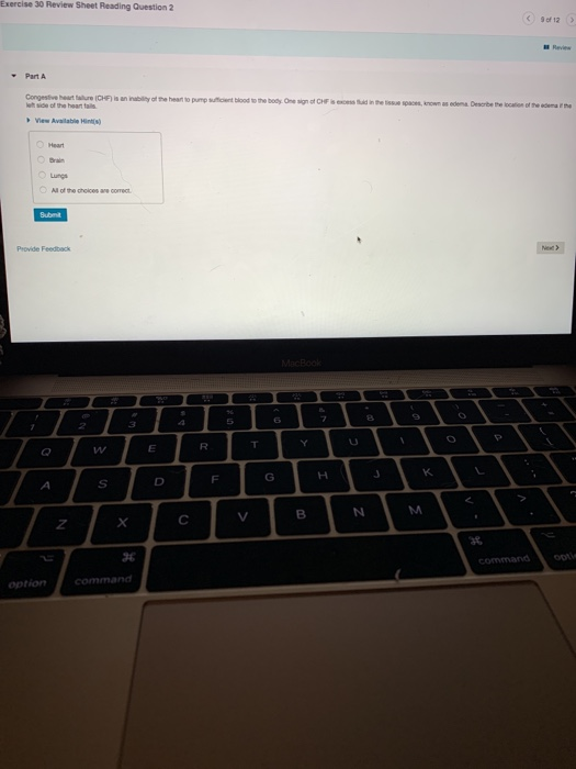 Solved Exercise 30 Review Sheet Reading Question 2 C 9 of 12 | Chegg.com