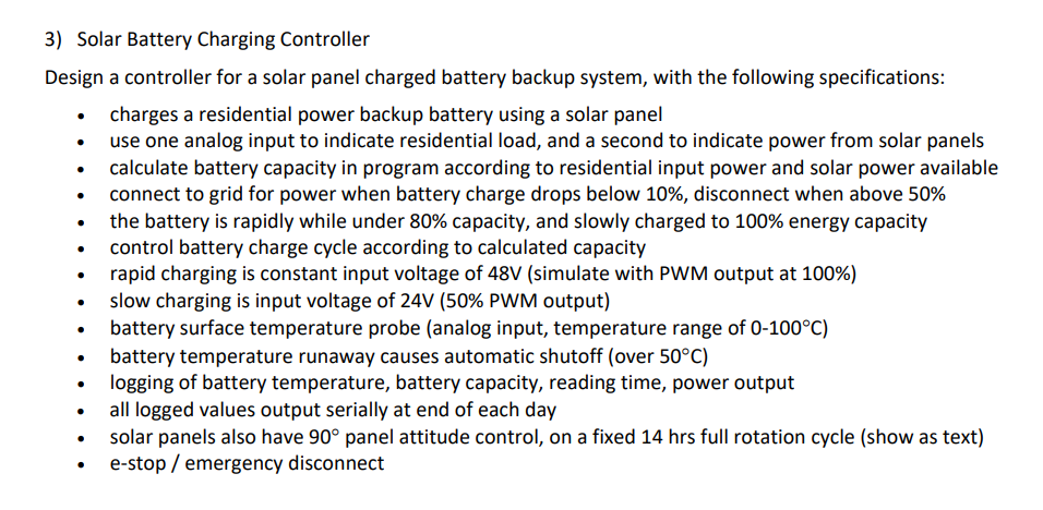 3) Solar Battery Charging Controller Design a | Chegg.com
