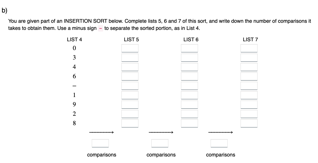 Solved You are given part of an INSERTION SORT below. | Chegg.com