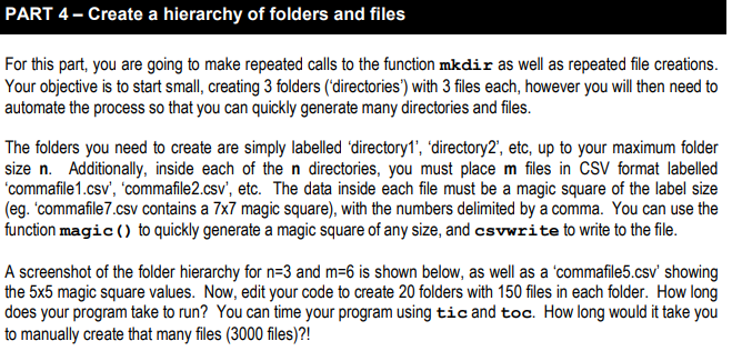 Solved PART 4 - Create a hierarchy of folders and files For | Chegg.com