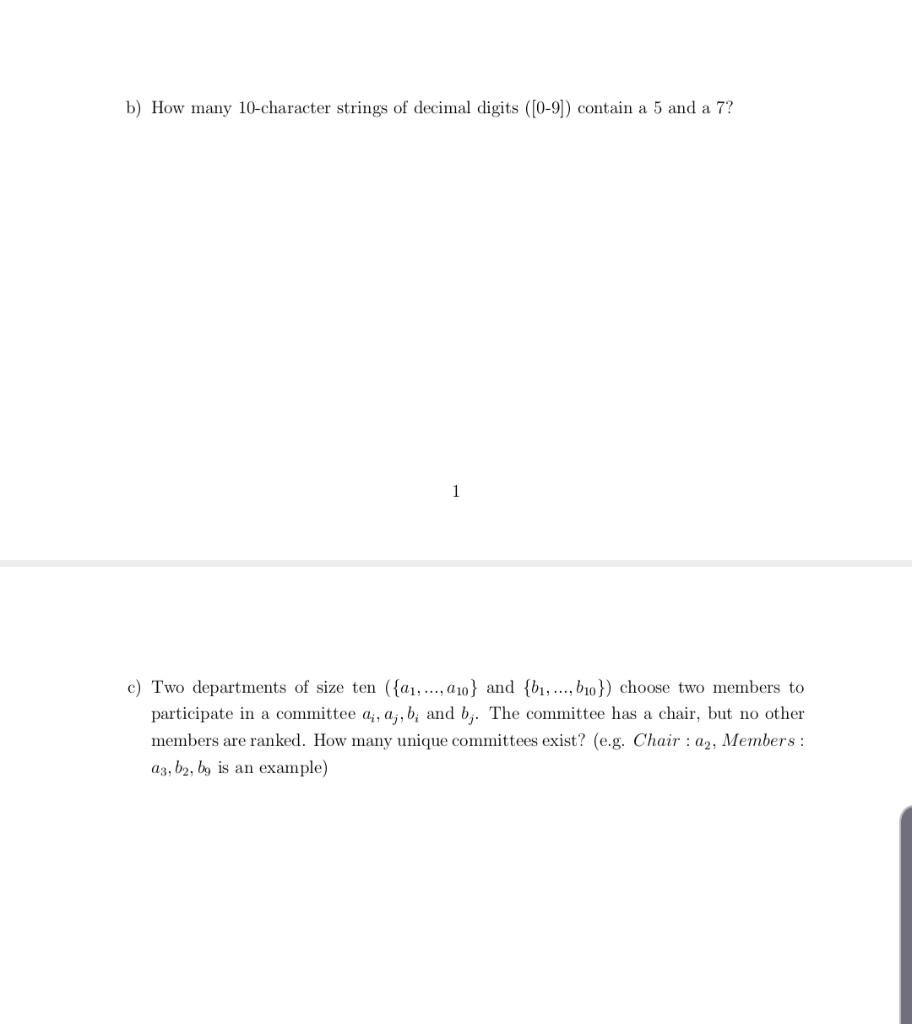 Solved B How Many 10 Character Strings Of Decimal Digits 1043