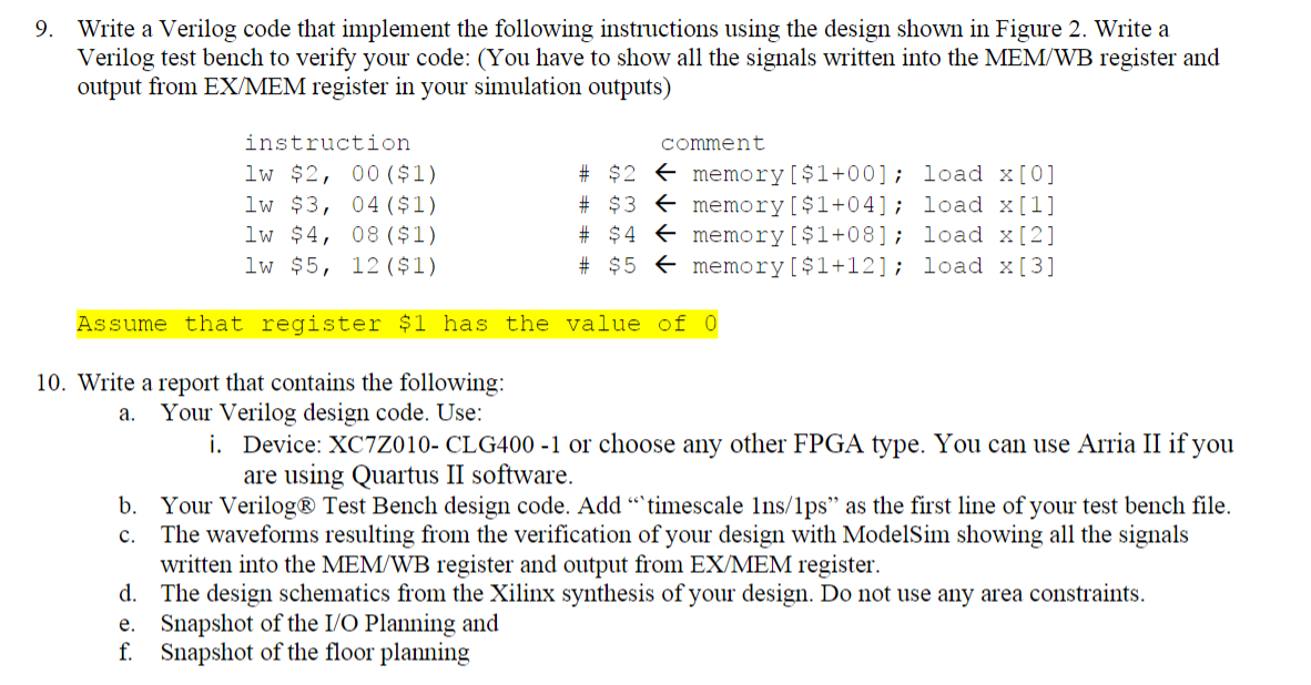 9. Write a Verilog code that implement the following | Chegg.com