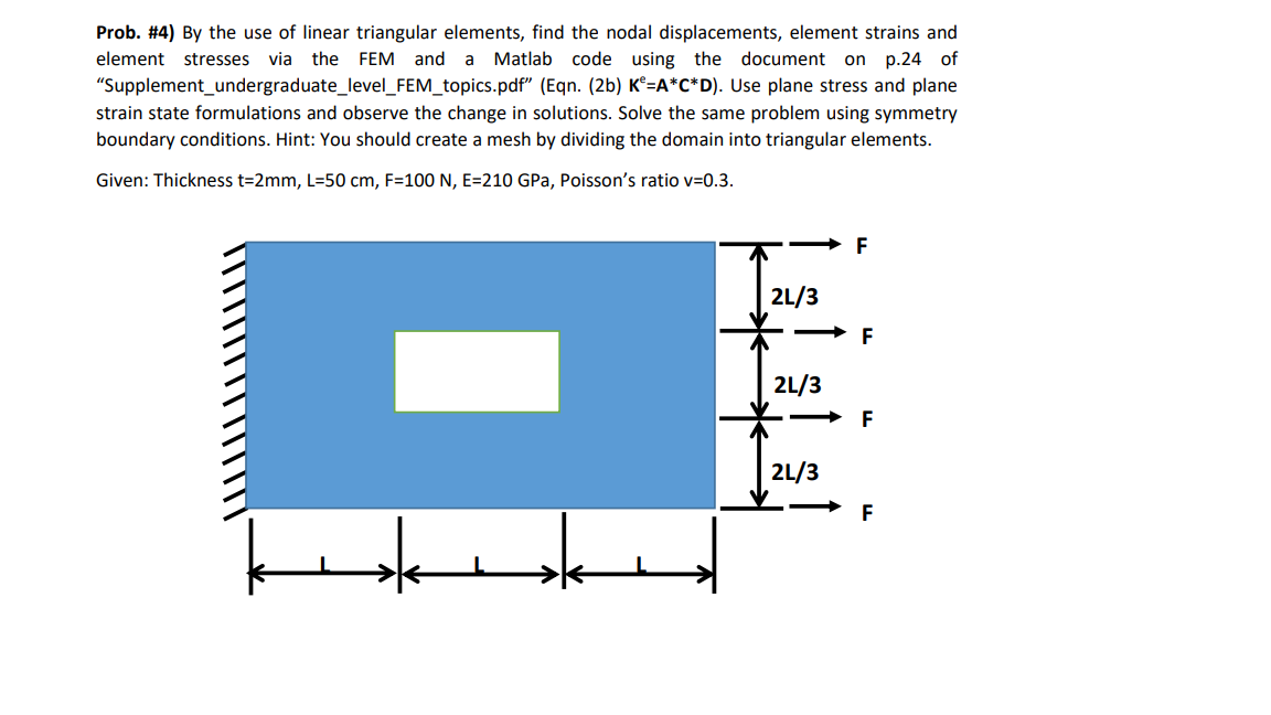 Prob. #4) By the use of linear triangular elements, | Chegg.com