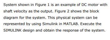 Solved System shown in Figure 1 is an example of DC motor | Chegg.com