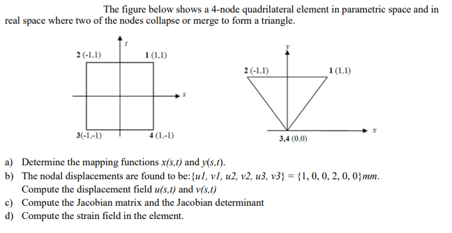 Solved The figure below shows a 4-node quadrilateral element | Chegg.com