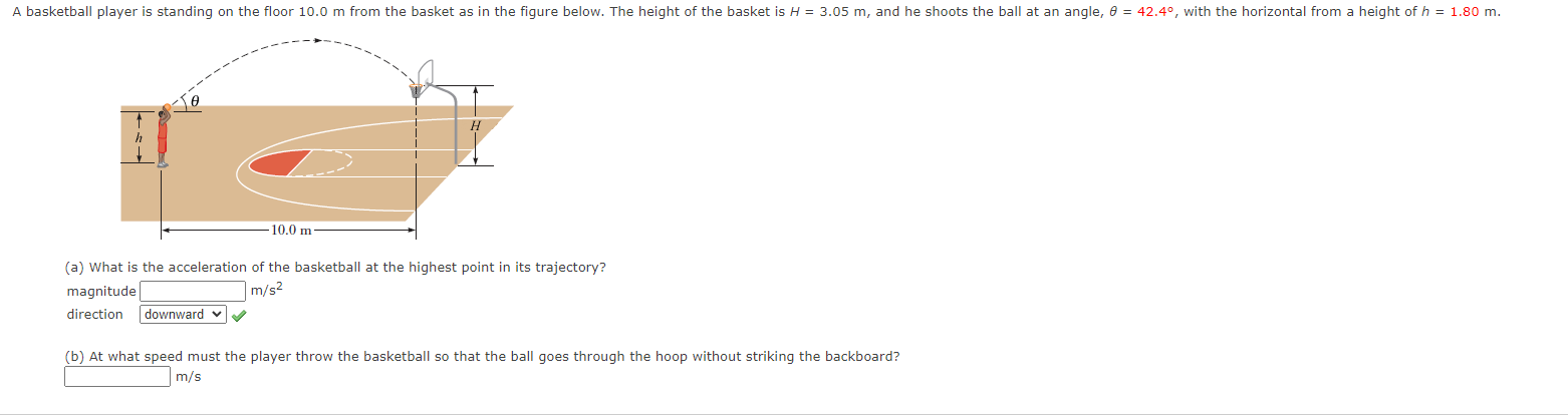 Solved (a) What is the acceleration of the basketball at the | Chegg.com