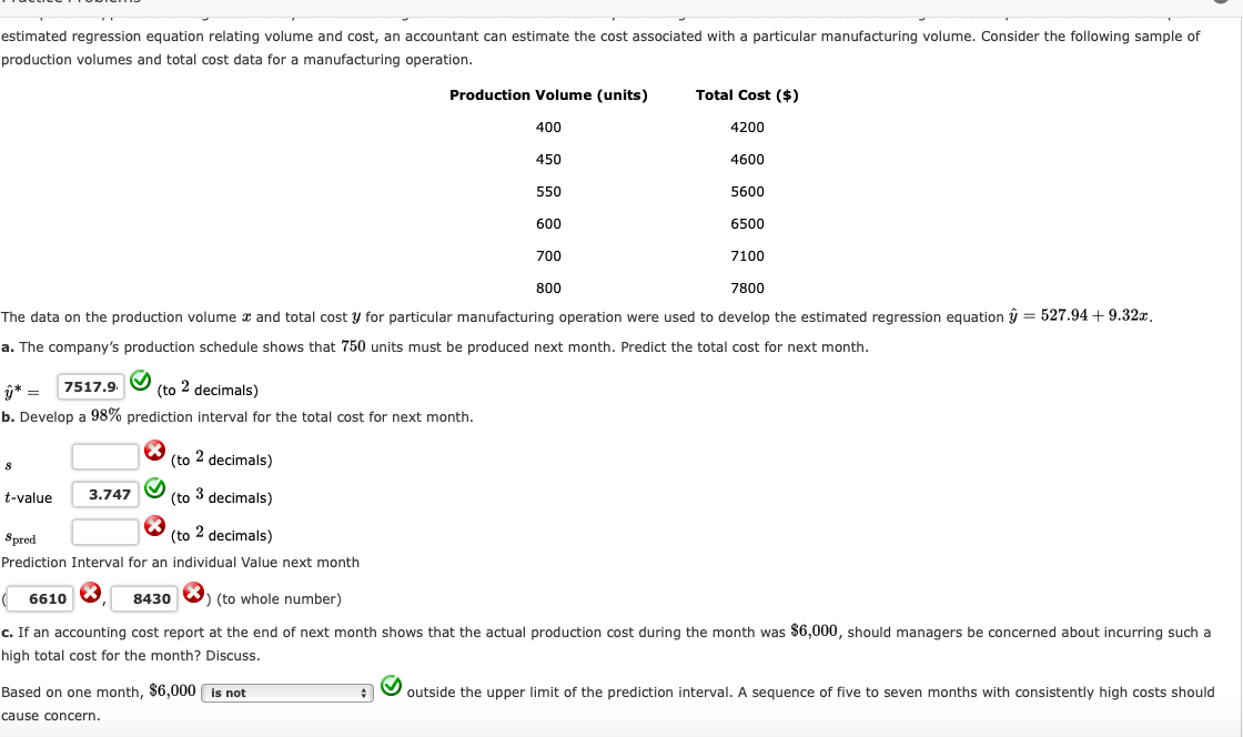 Solved estimated regression equation relating volume and | Chegg.com