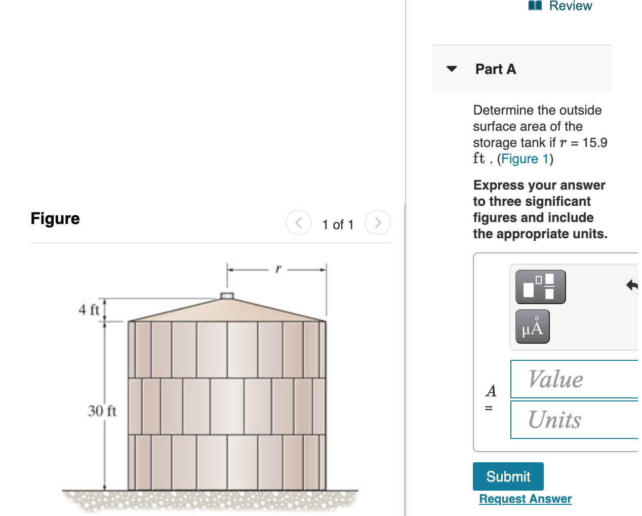 Solved Review Part A Determine the outside surface area of | Chegg.com