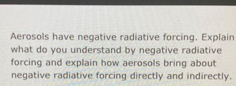 Solved Aerosols have negative radiative forcing. Explain | Chegg.com