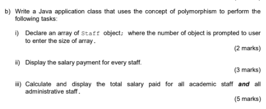 Solved B Write A Java Application Class That Uses The 