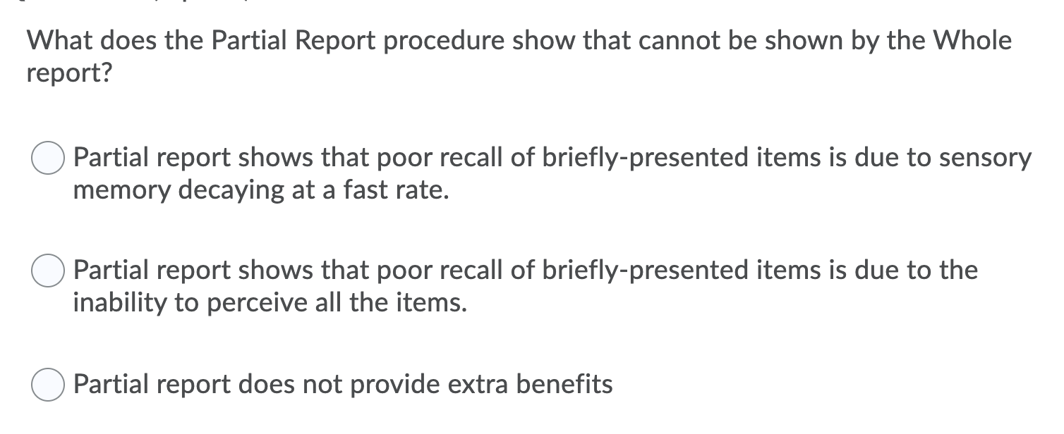 Solved What does the Partial Report procedure show that | Chegg.com