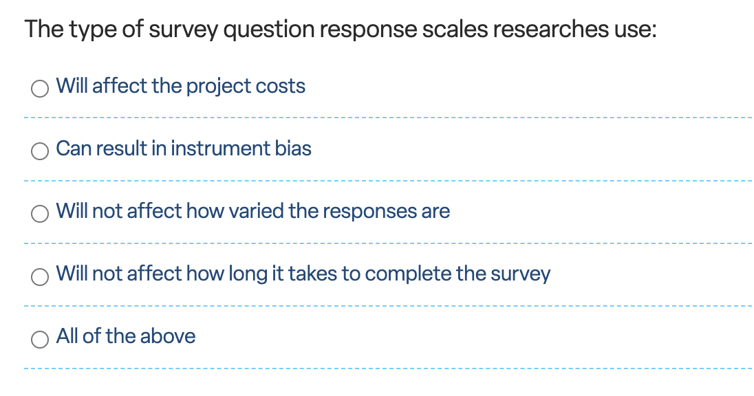 Solved The type of survey question response scales | Chegg.com
