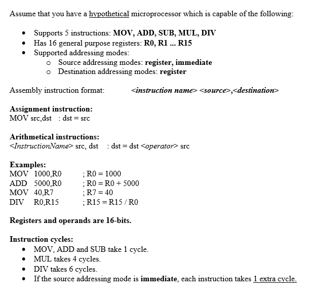 Solved Assume that you have a hypothetical microprocessor | Chegg.com