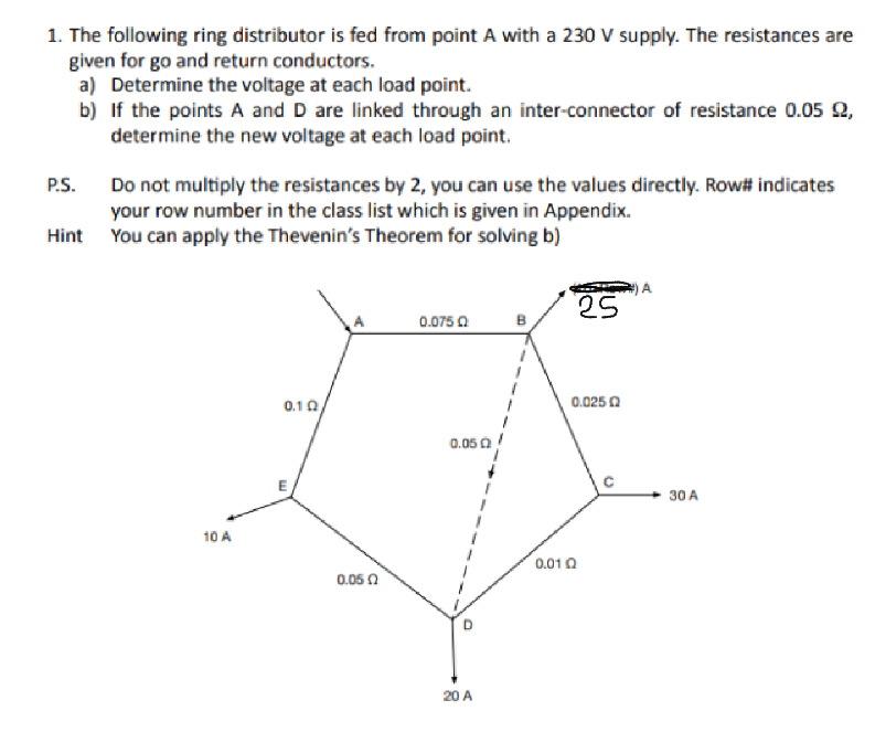 Solved 1. The following ring distributor is fed from point A | Chegg.com