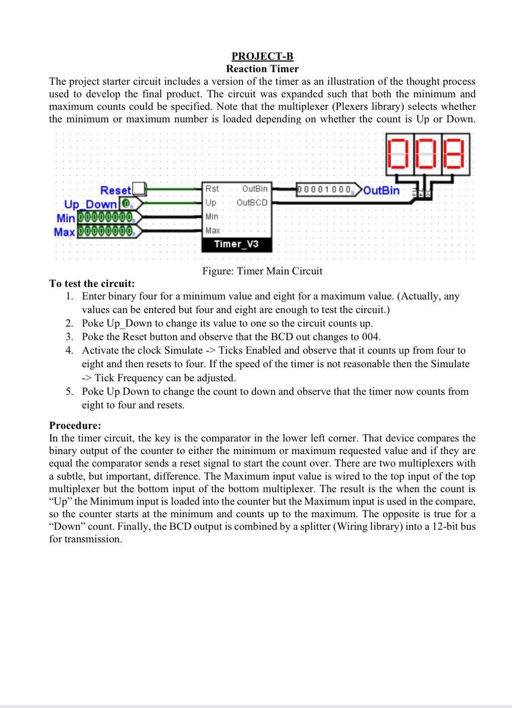 Solved PROJECT-B Reaction Timer The project starter circuit | Chegg.com