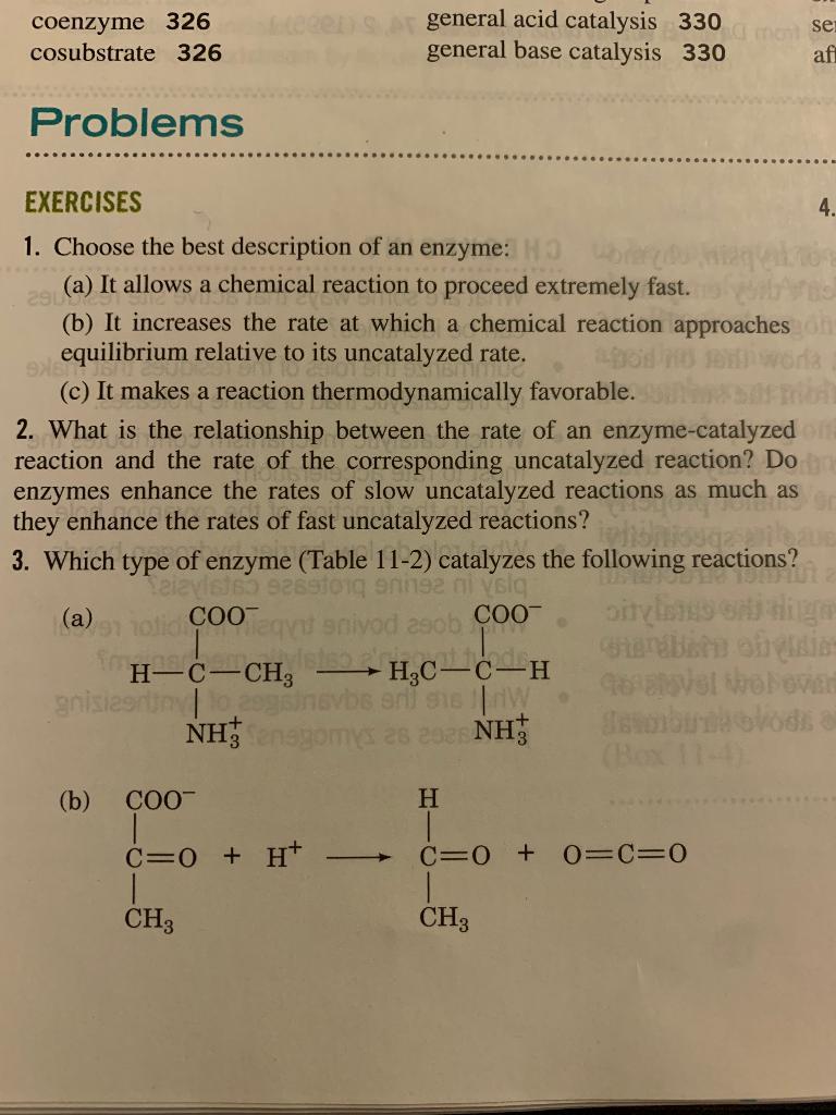 Solved coenzyme 326 cosubstrate 326 en general acid | Chegg.com