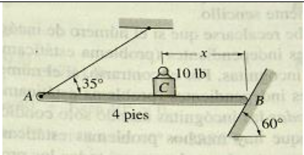 Solved 2.-The uniform bar AB of 60 lb. is supported by a | Chegg.com
