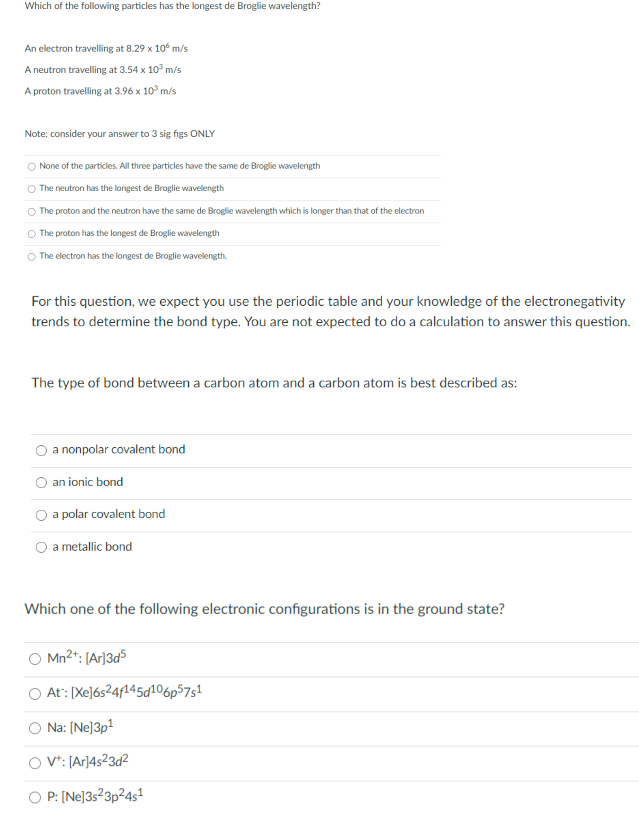 Solved Which of the following particles has the longest de | Chegg.com