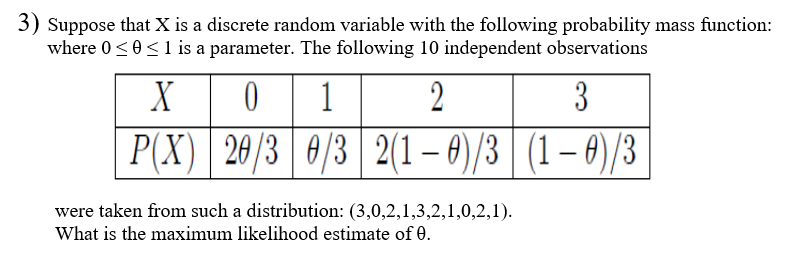 Solved 3) Suppose that X is a discrete random variable with | Chegg.com