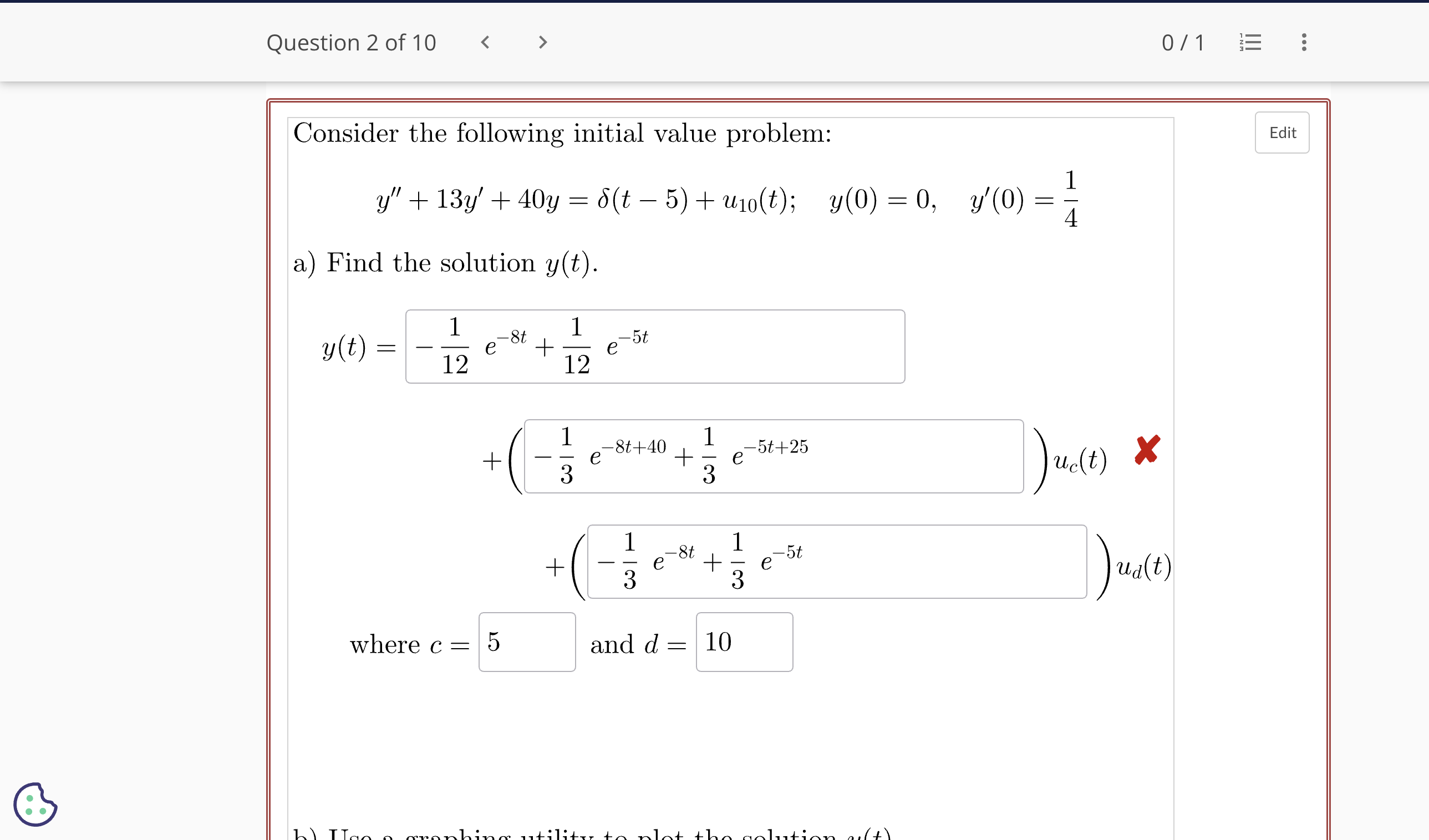Solved Consider the following initial value | Chegg.com
