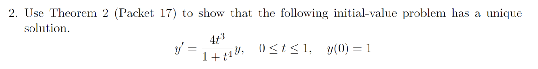 Solved 2. Use Theorem 2 (Packet 17) to show that the | Chegg.com