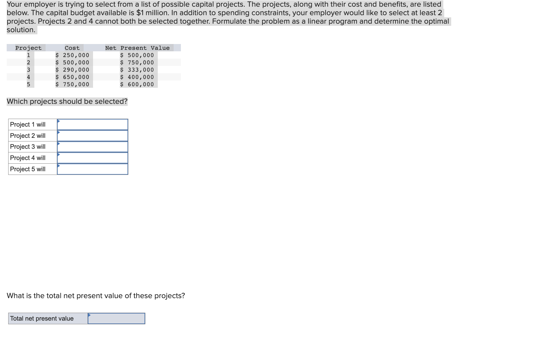 Solved Your employer is trying to select from a list of | Chegg.com
