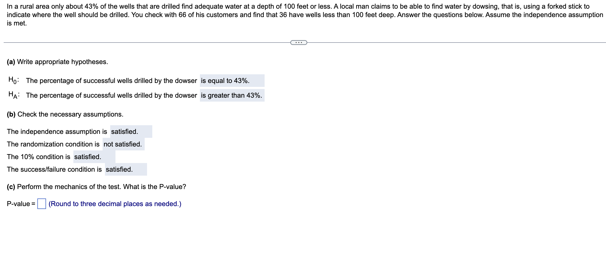 Solved Is Met A Write Appropriate Hypotheses H0 The