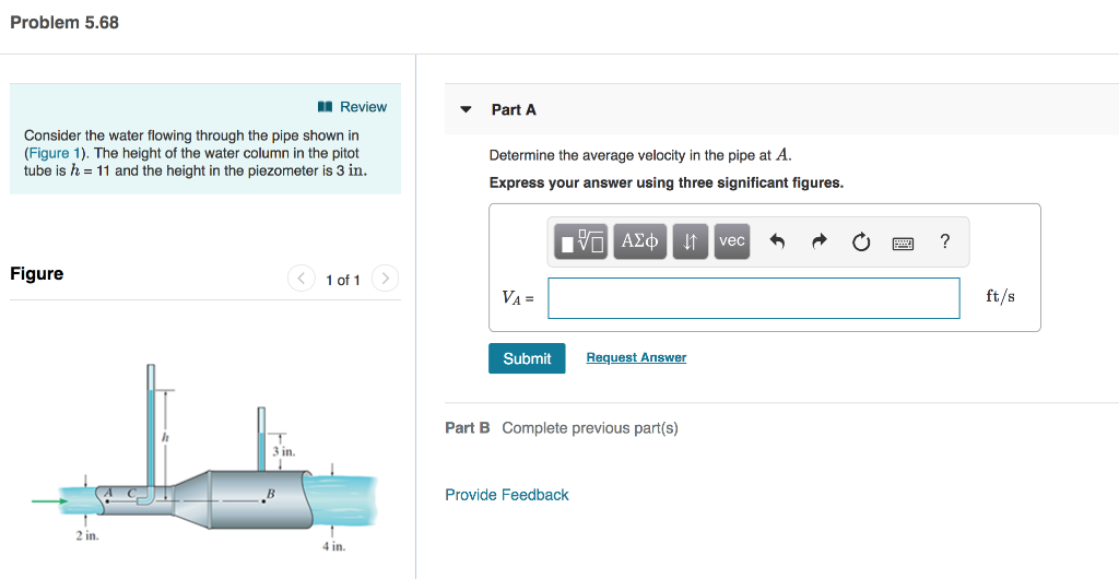 Solved Problem 5.68 Review Part A Consider the water flowing | Chegg.com