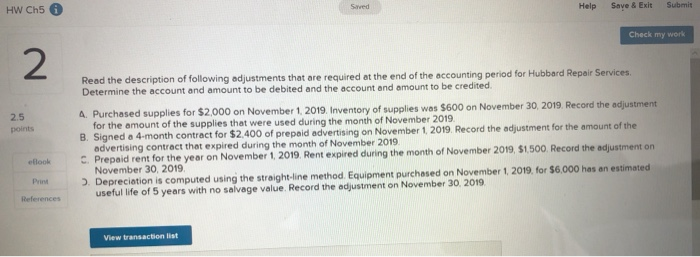 Solved Submit Save & Exit Help Saved HW Ch5 G Check my work | Chegg.com