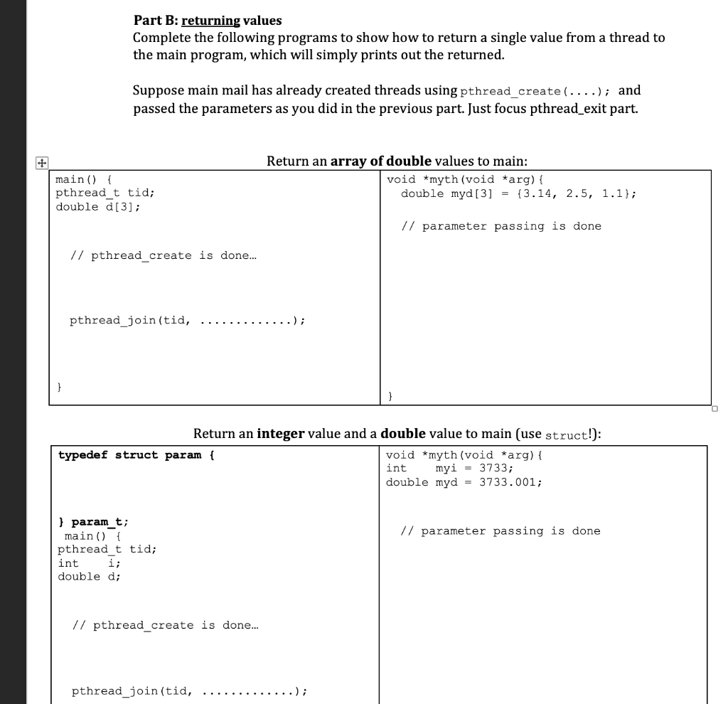Solved Part B: returning values Complete the following | Chegg.com