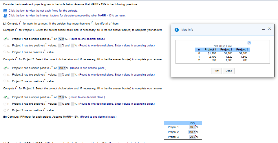 Solved Consider the investment projects given in the table | Chegg.com