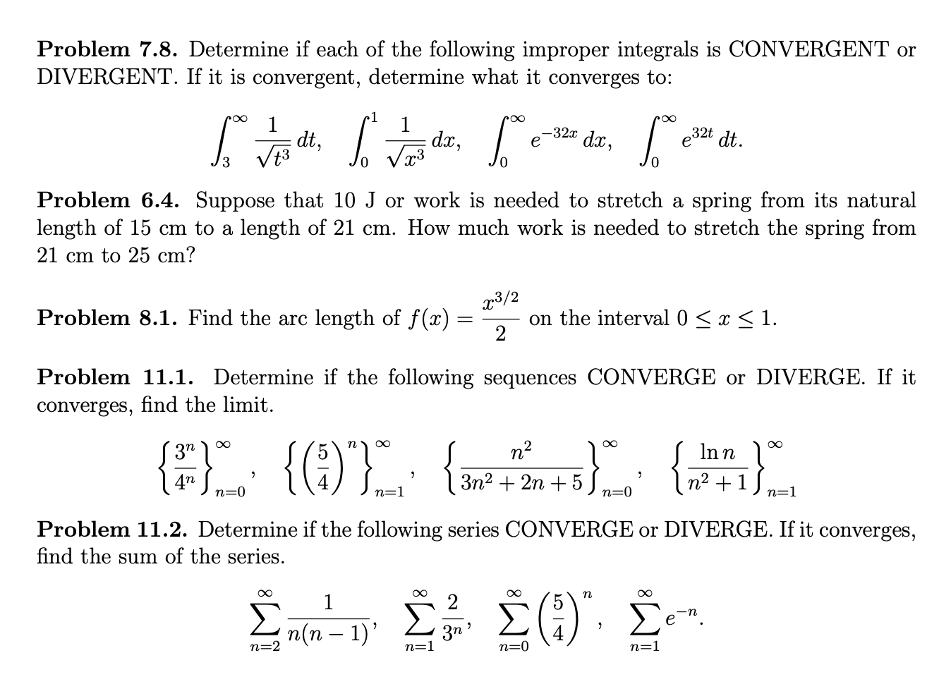 Problem 7.8. ﻿Determine if each of the following | Chegg.com