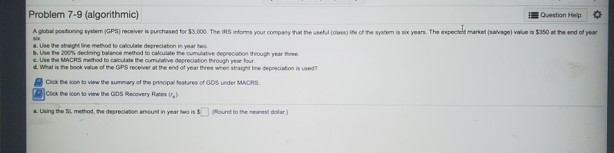 Solved Problem 7-9 (algorithmic) Question Help A global | Chegg.com
