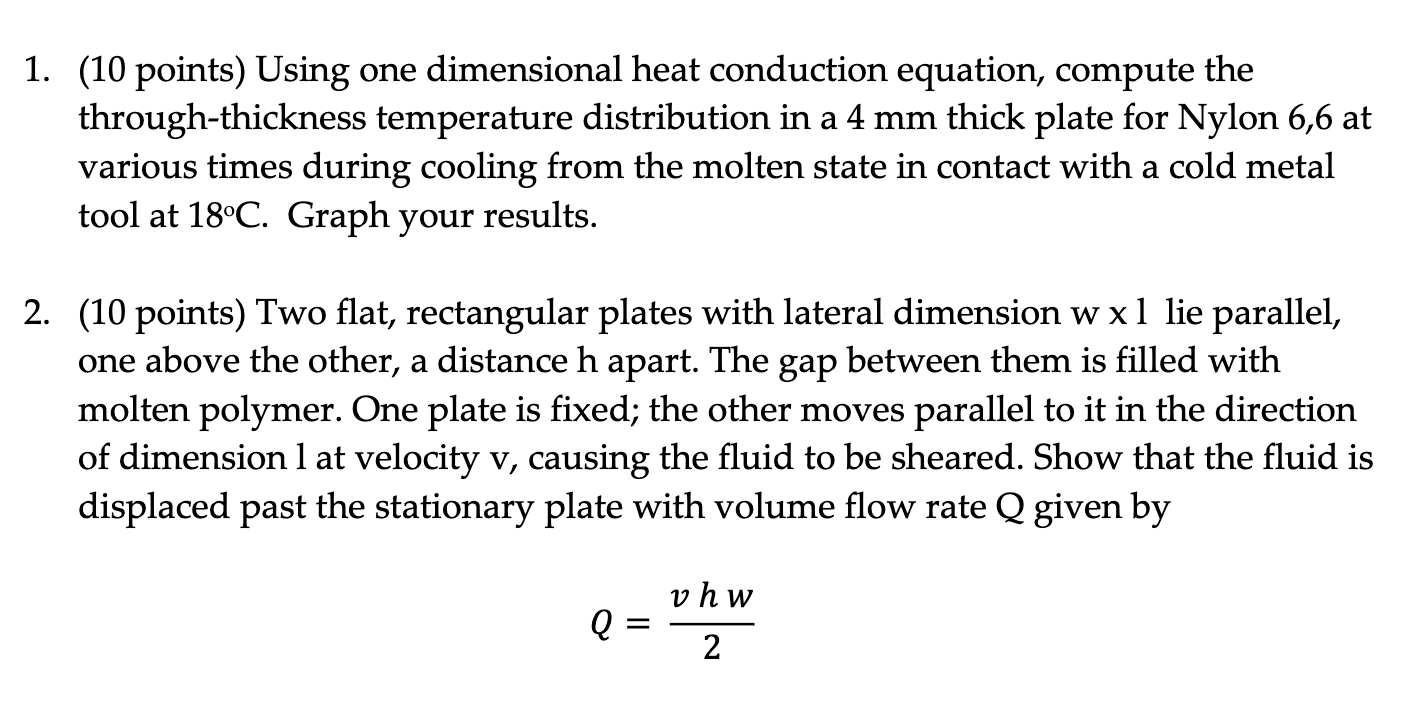Solved 1. (10 points) Using one dimensional heat conduction | Chegg.com