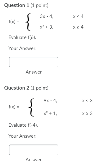 Solved Question 1 (1 point) 3x - 4, X