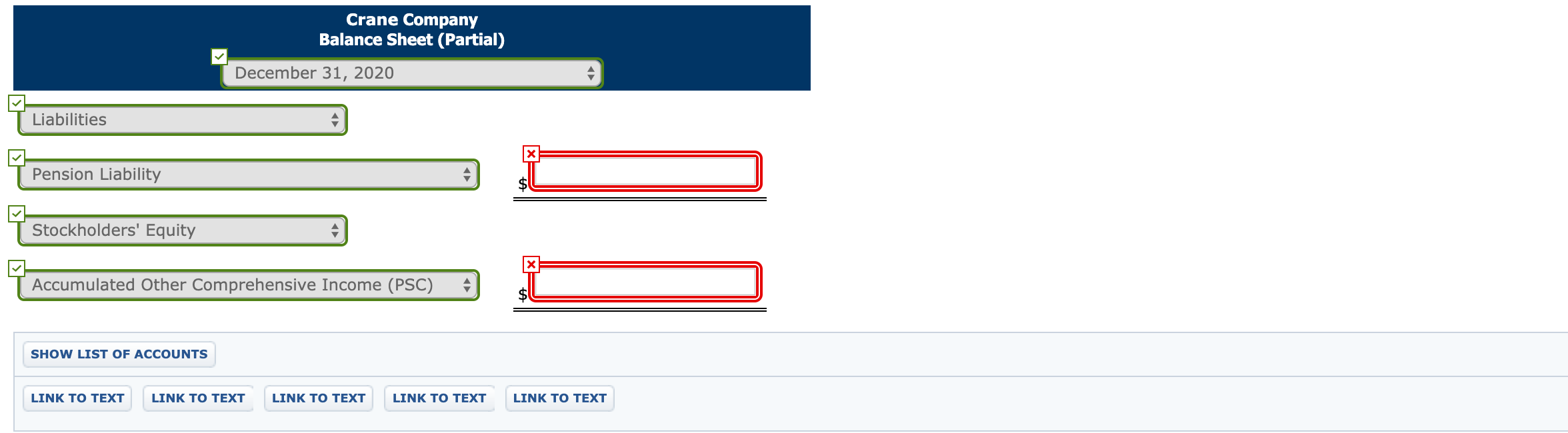 Solved Exercise 20-11 (Part Level Submission) Crane Company | Chegg.com