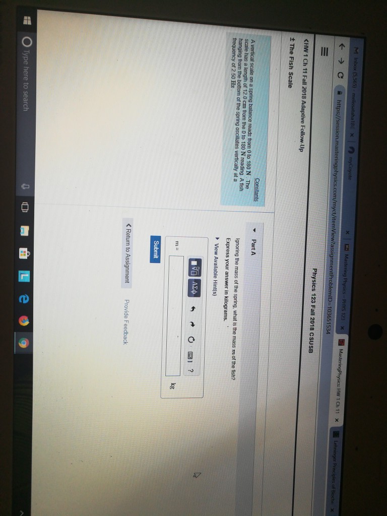 Solved PHYS 123 1 Ch 11 of phys temView?assign | Chegg.com
