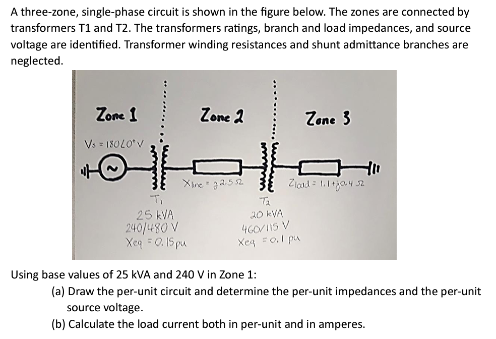 Solved A three-zone, single-phase circuit is shown in the | Chegg.com