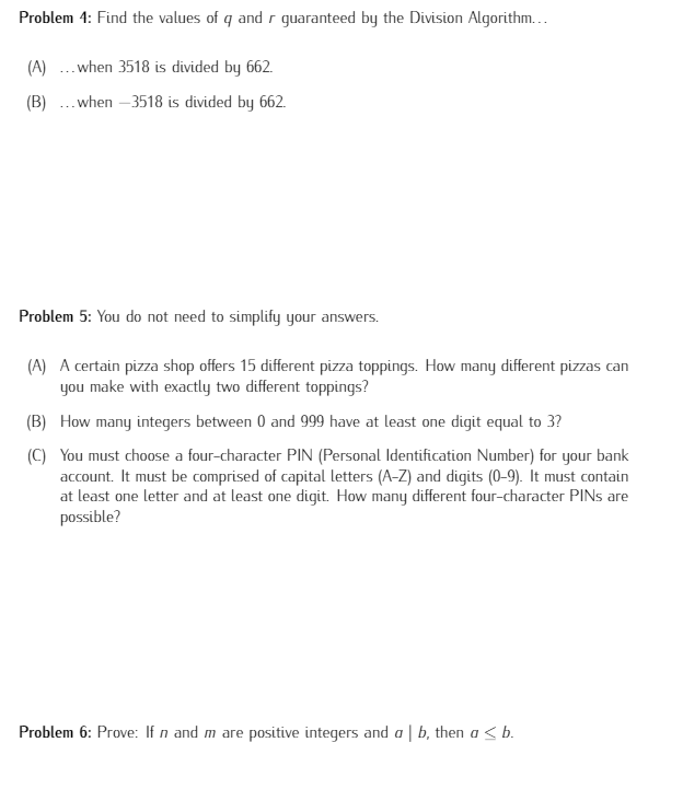 Solved Problem 4: Find the values of q and r guaranteed by | Chegg.com