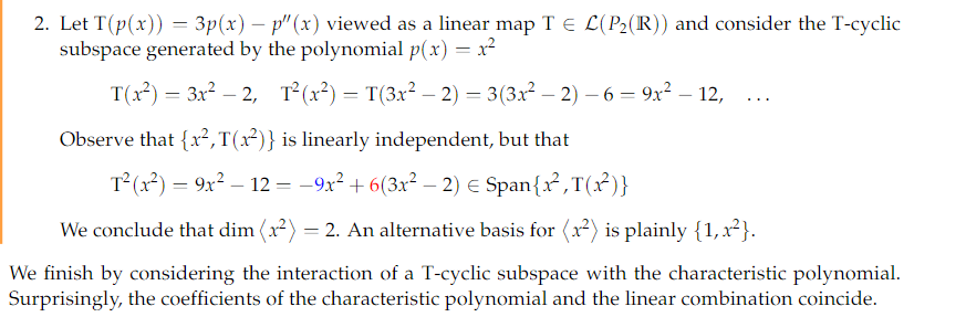 Solved 14. (a) Consider Example 1.20.2 where T∈L(P2(R)) is | Chegg.com